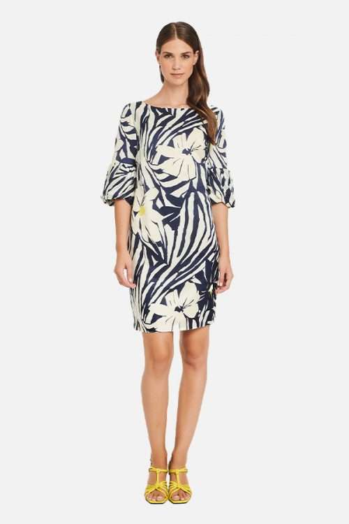 Badoo Floral V Back Dress with Fluted Sleeve - Patricia's Boutique
